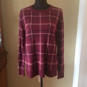a new day | Sweaters | A New Day Burgundy Plaid Crew Pullover Sweater ...